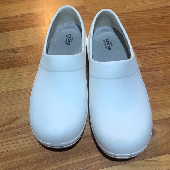 CROCS | Shoes | White Clogs Great For Nursing Shoes Dual Crocs Comfort ...